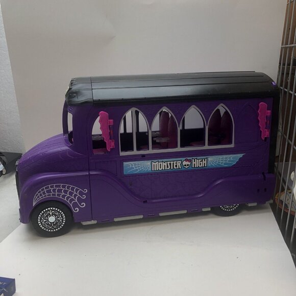 Mattel | Toys | Monster High School Bus Van Purple Spa Set Vehicle Sea ...